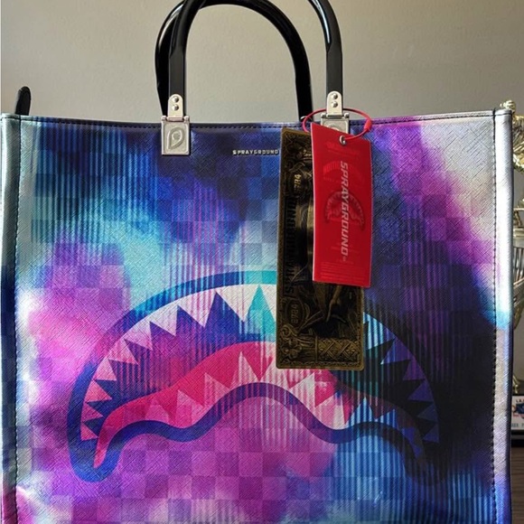 Sprayground | Bags | Sprayground Blue And Purple Cosmic Tote Bag New ...